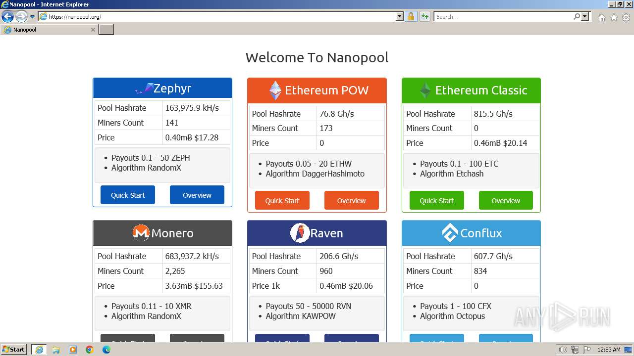Malware analysis xmr-eu1.nanopool.org Malicious activity | ANY.RUN - Malware Sandbox Online