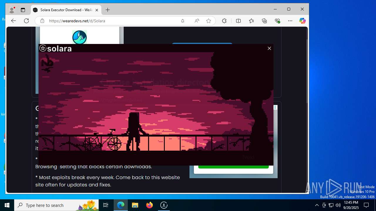 Malware analysis https://wearedevs.net/d/Solara Malicious activity | ANY.RUN - Malware Sandbox ...