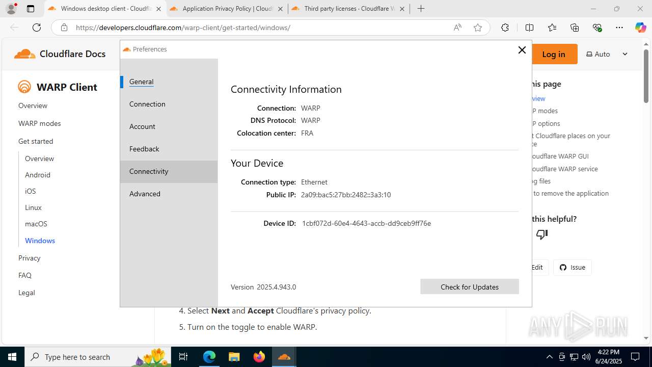 Malware analysis https://developers.cloudflare.com/warp-client/get-started/windows/ Malicious ...