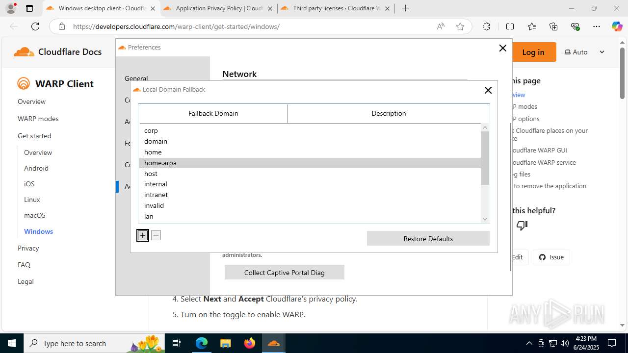 Malware analysis https://developers.cloudflare.com/warp-client/get-started/windows/ Malicious ...