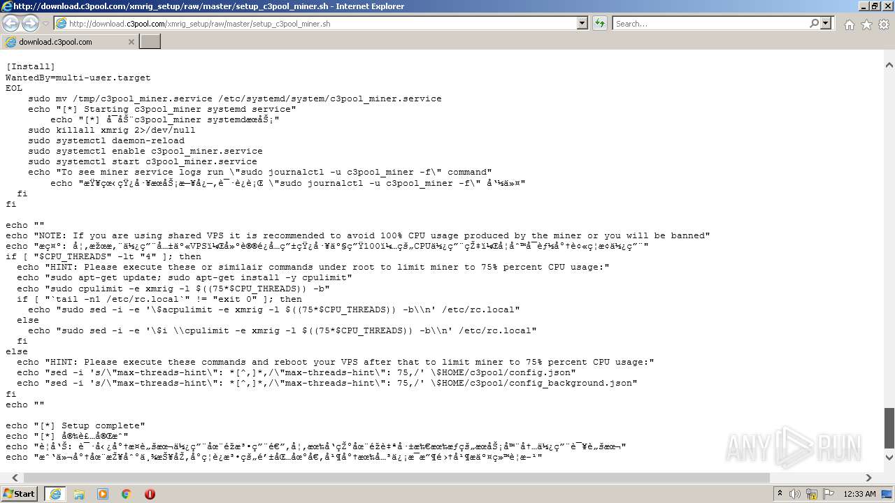 Malware analysis http://download.c3pool.com/xmrig_setup/raw/master/setup_c3pool_miner.sh ...