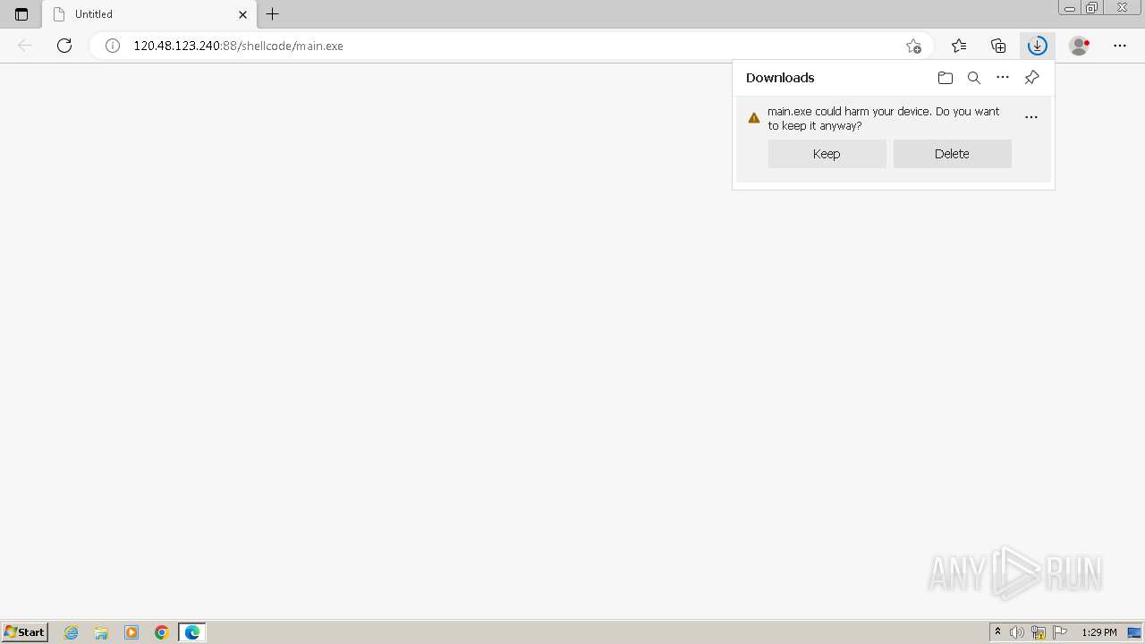 Analysis http://120.48.123.240:88/shellcode/main.exe Malicious activity - Interactive analysis ...
