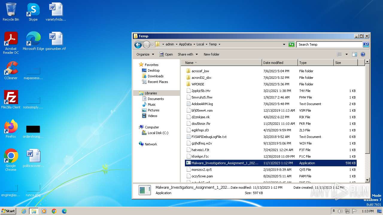 Analysis Malware Investigations Assignment 1 2023.exe (md5