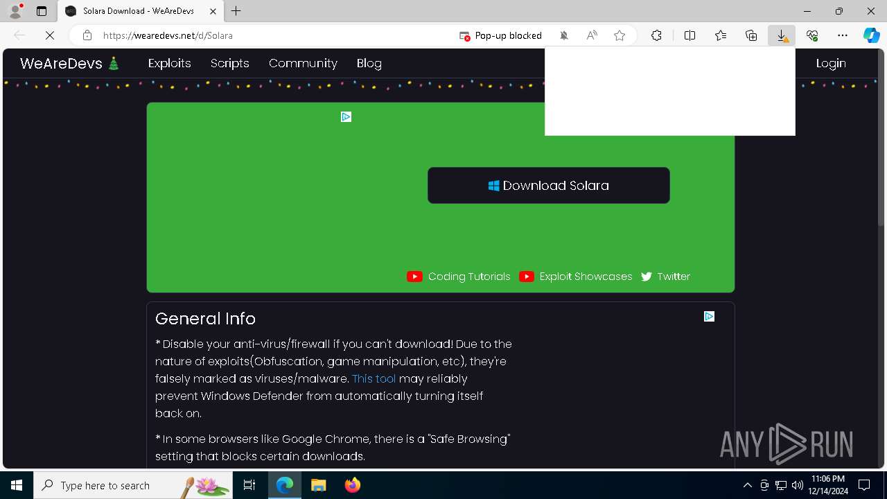 Malware analysis https://wearedevs.net/d/Solara Malicious activity | ANY.RUN - Malware Sandbox ...