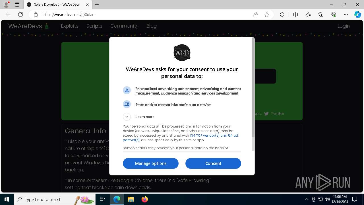 Malware analysis https://wearedevs.net/d/Solara Malicious activity | ANY.RUN - Malware Sandbox ...
