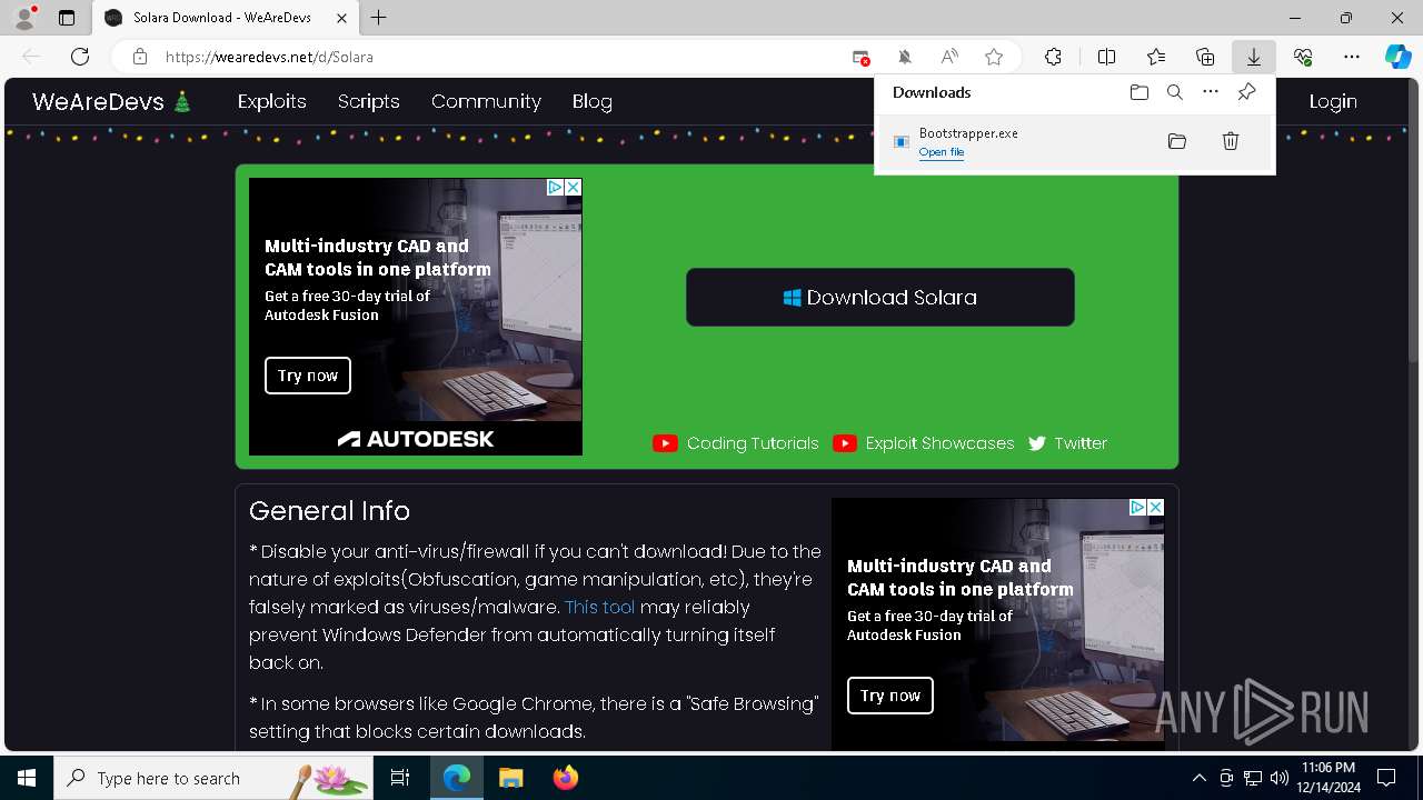 Malware analysis https://wearedevs.net/d/Solara Malicious activity | ANY.RUN - Malware Sandbox ...