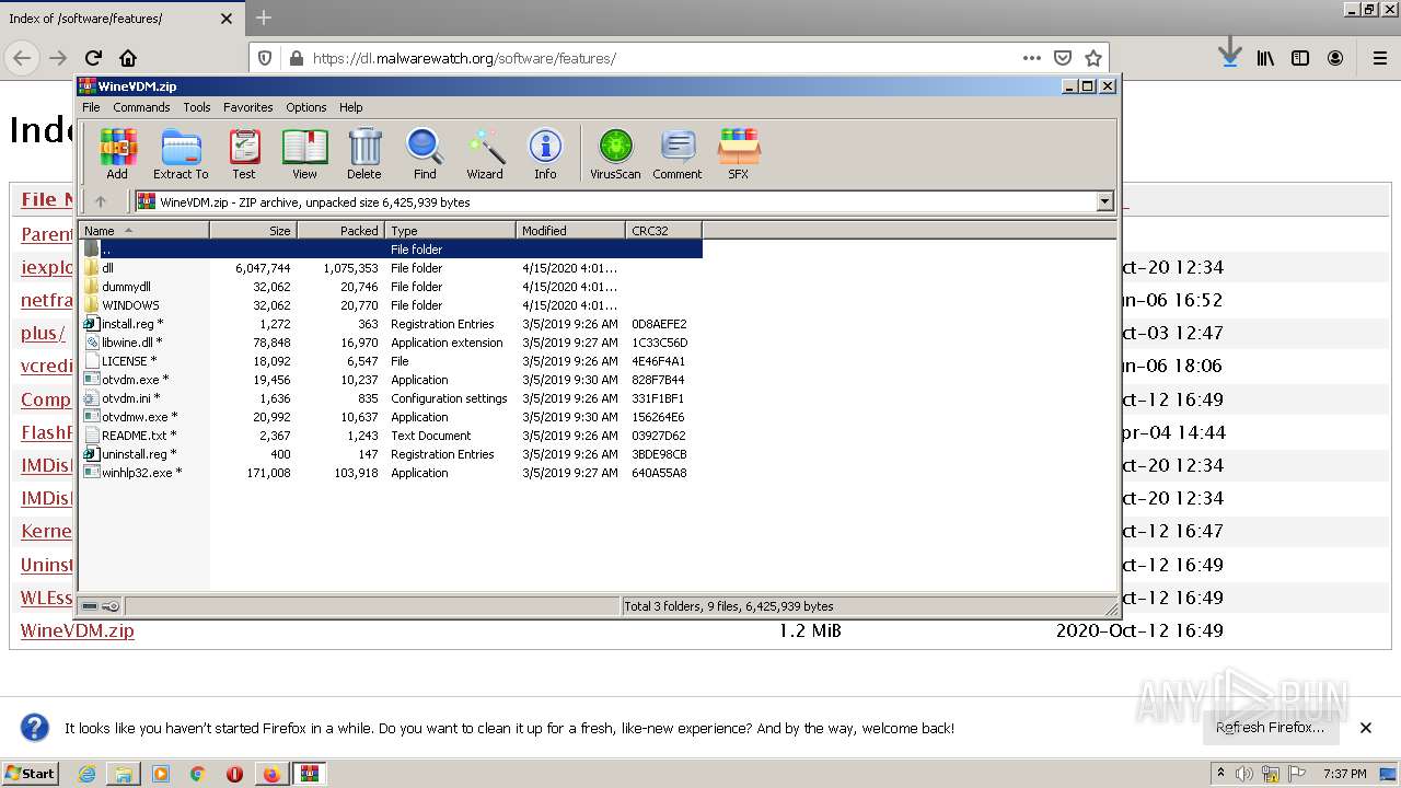 Malware analysis https://dl.malwarewatch.org/software/features ...