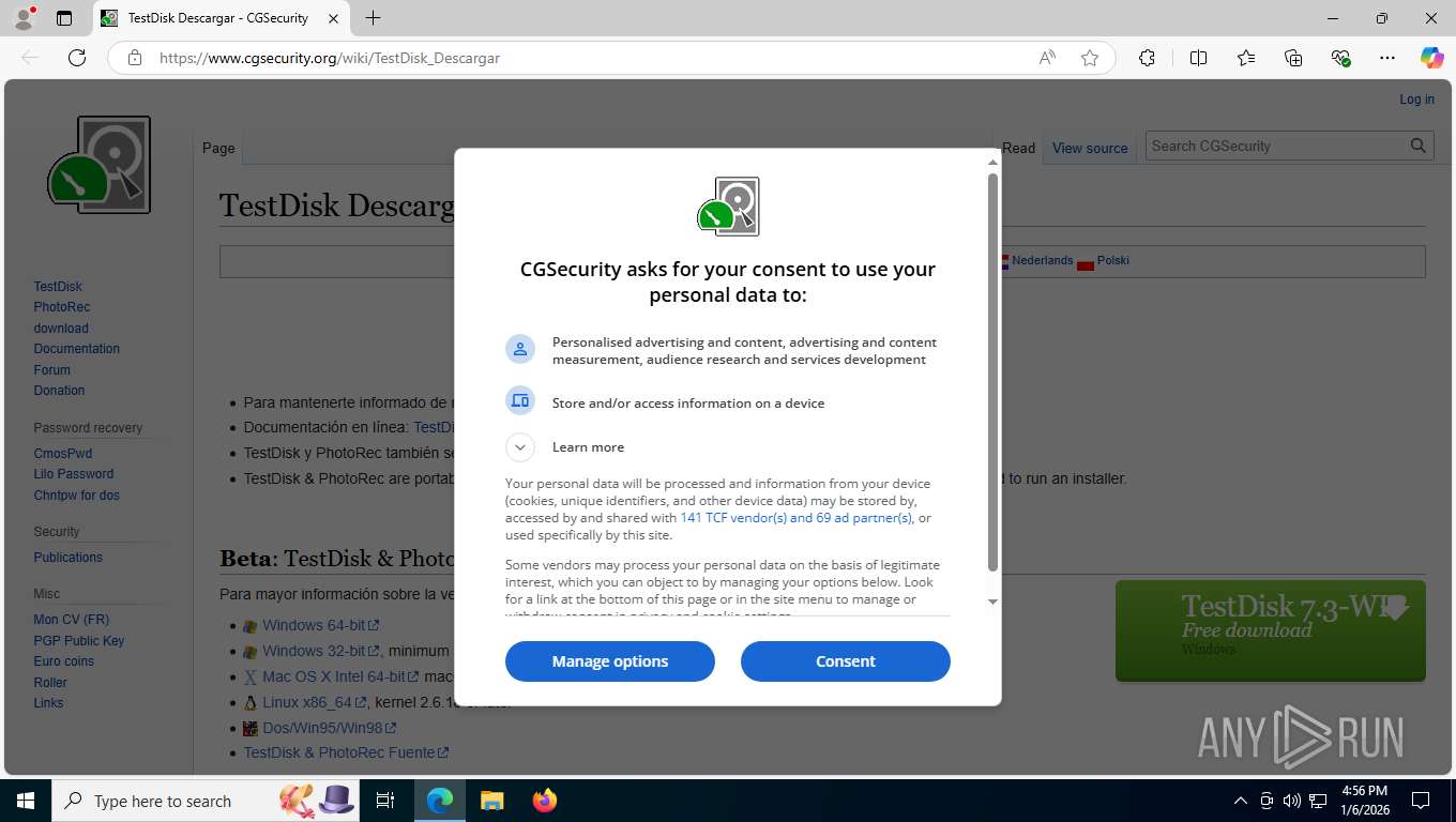 Malware analysis https://www.cgsecurity.org/wiki/TestDisk_Descargar ...