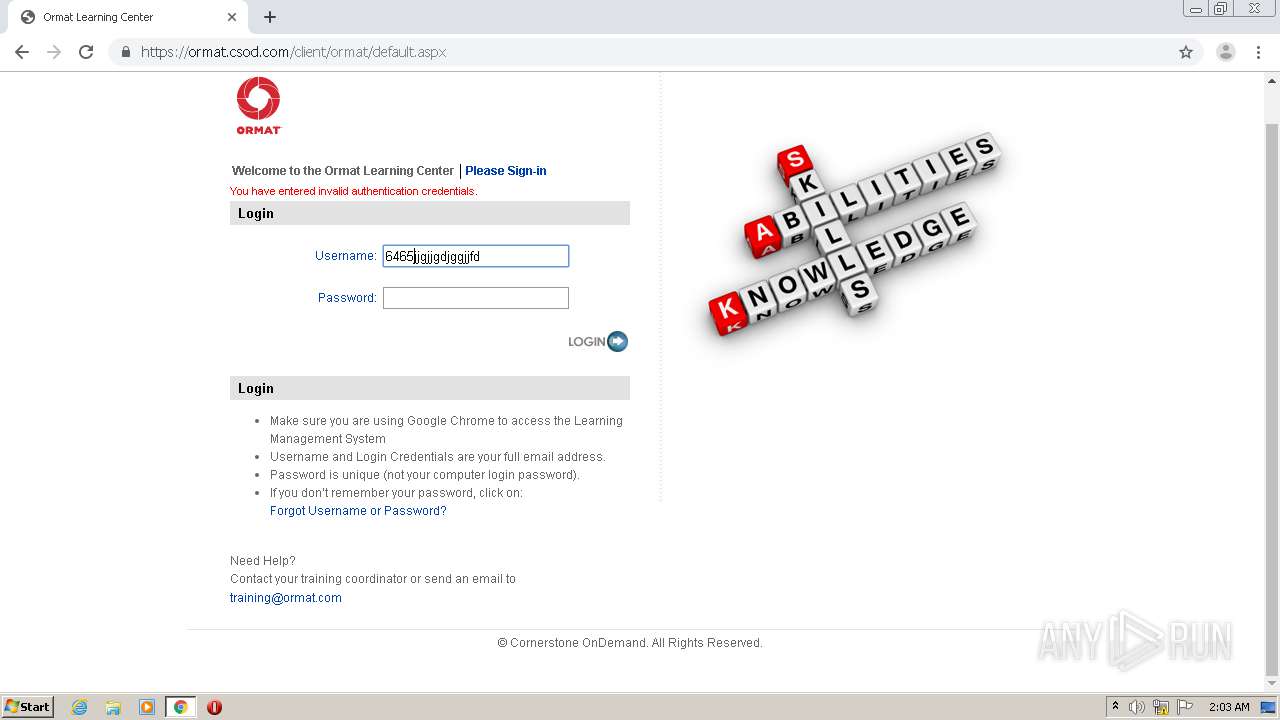 Malware analysis https://ormat.csod.com/client/ormat/default.aspx No ...