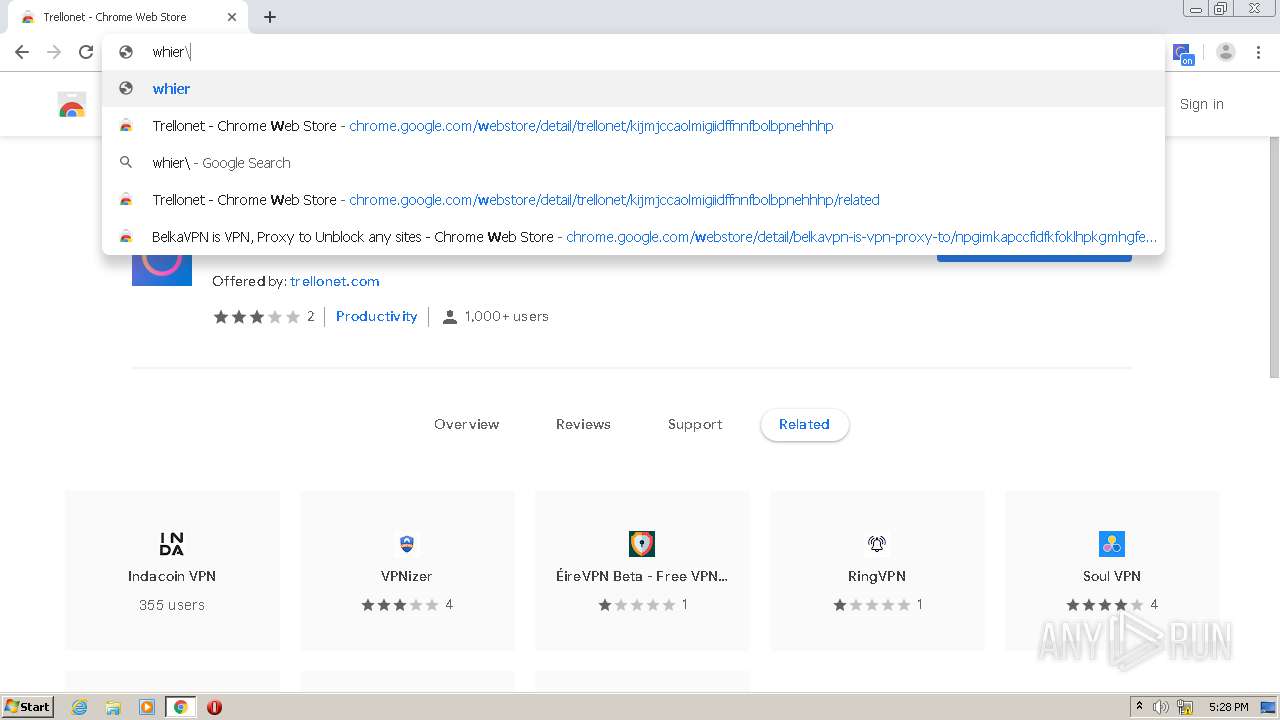 Malware analysis https://chrome.google.com/webstore/detail/belkavpn-is-vpn-proxy-to ...