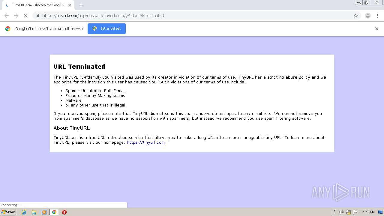 Malware analysis https://tinyurl.com/y4fdam3l Malicious activity | ANY.RUN - Malware Sandbox Online