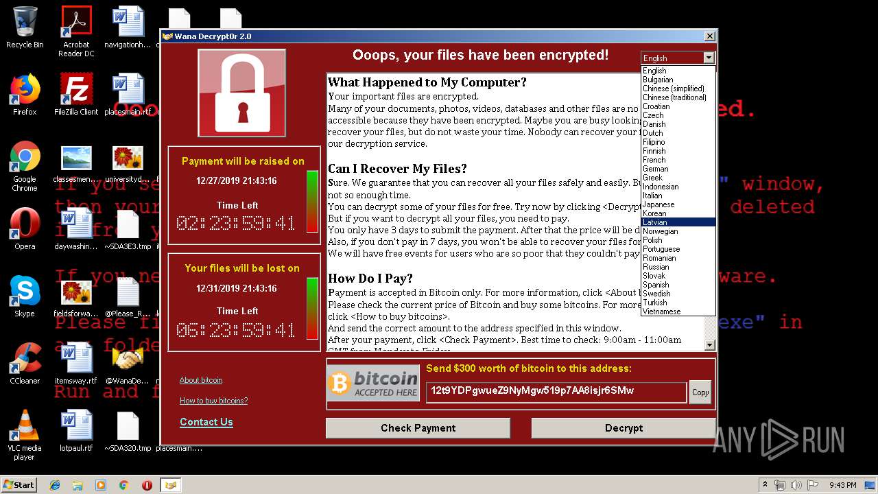 Analysis wannacry.exe (MD5: 84C82835A5D21BBCF75A61706D8AB549) Malicious activity - Interactive ...