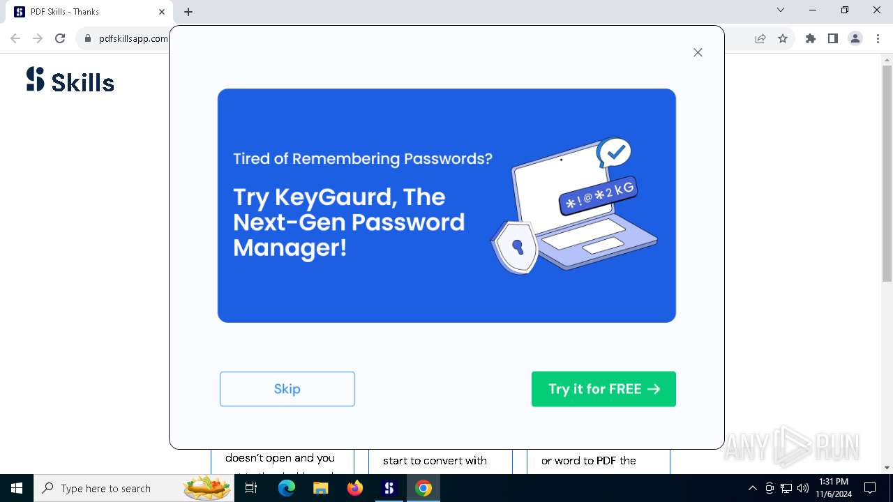 Malware Analysis Pdfskills.exe Malicious Activity