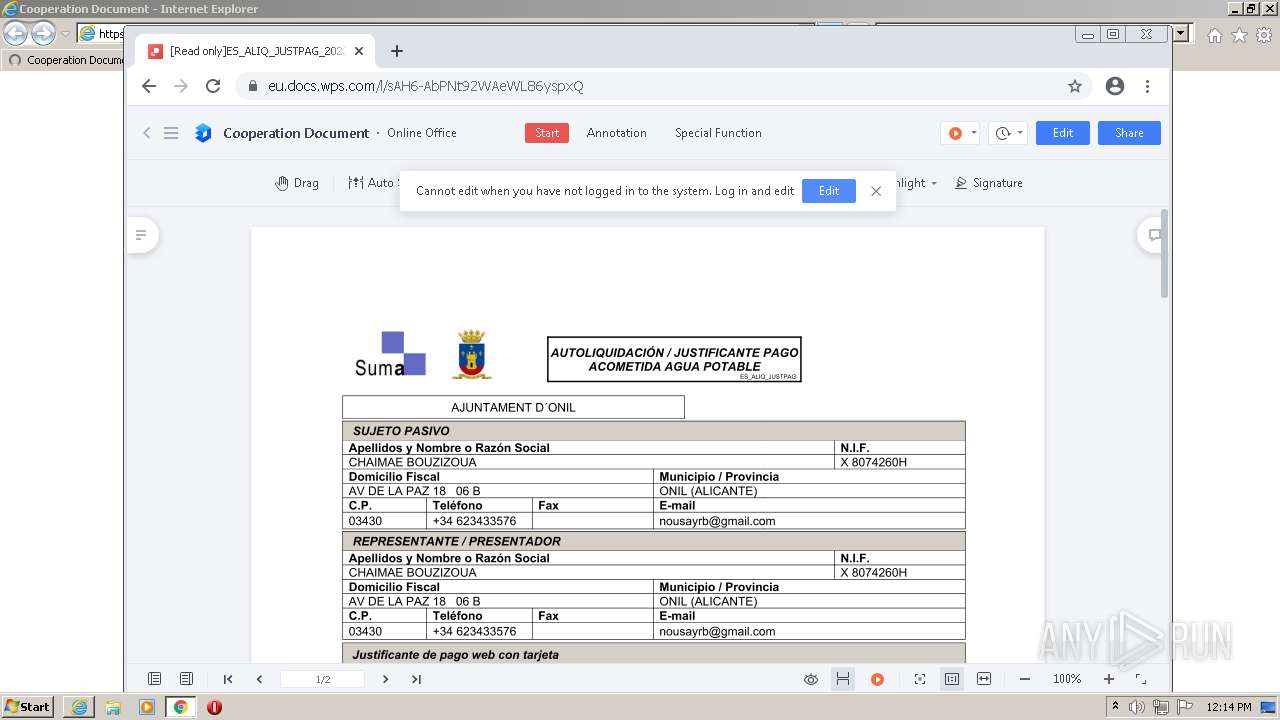 Malware analysis https://eu.docworkspace.com/d/sAH6-AbPNt92WAeWL86yspxQ Malicious activity | ANY ...