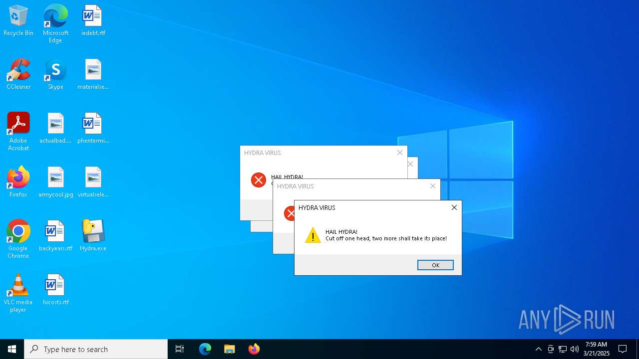 Malware analysis Hydra.exe Malicious activity | ANY.RUN - Malware Sandbox Online