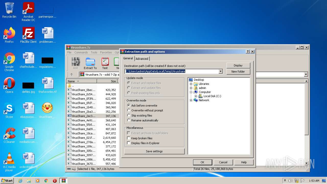 Analysis Virusshare.7z (MD5: 0055FF26B8A0C73C3876969C746703C1) Malicious activity - Interactive ...