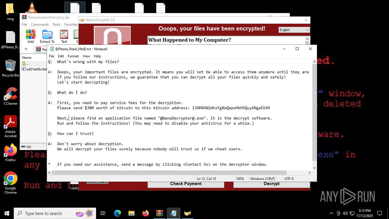 Malware analysis Ransomware.WannaCry.zip Malicious activity | ANY.RUN - Malware Sandbox Online