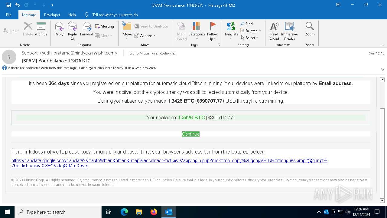 Analysis Spam Your Balance 1.3426 Btc.msg (md5