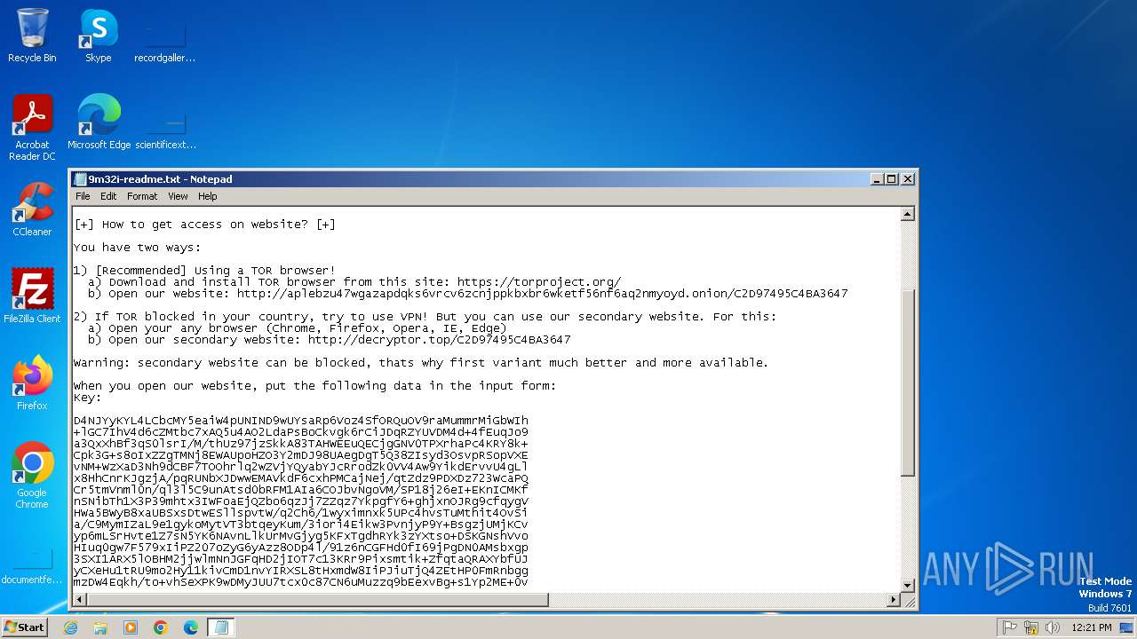 Analysis 9m32i-readme.txt (MD5: 37395B5FFFEADB0246DF67B4CAA08F7D) No threats detected ...