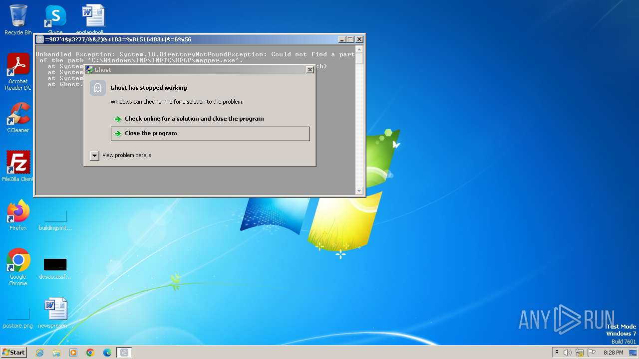 Malware analysis Ghost.exe Malicious activity | ANY.RUN - Malware ...