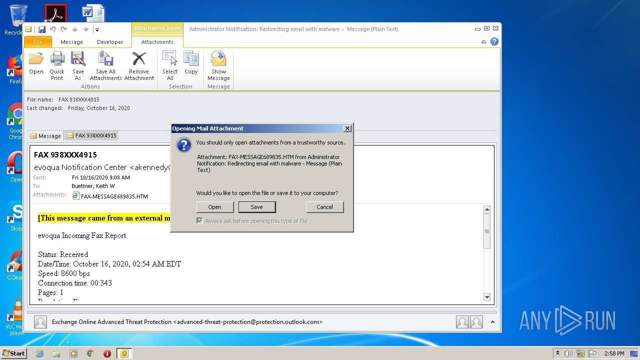 Malware analysis Administrator Notification_ Redirecting email with ...