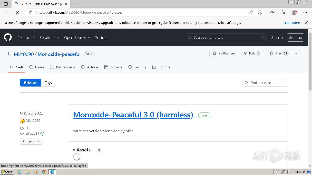 Malware analysis https://github.com/Mist0090/Monoxide-peaceful/releases Malicious activity | ANY ...