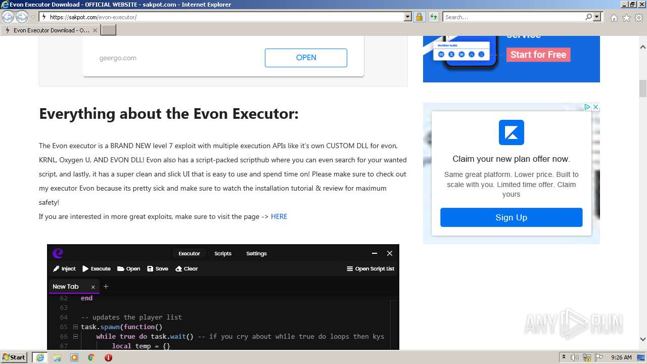 Malware analysis https://sakpot.com/evon-executor/ Malicious activity ...