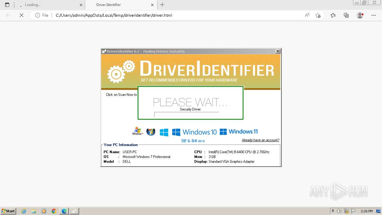 Malware Analysis Driveridentifier Setup.exe Malicious Activity
