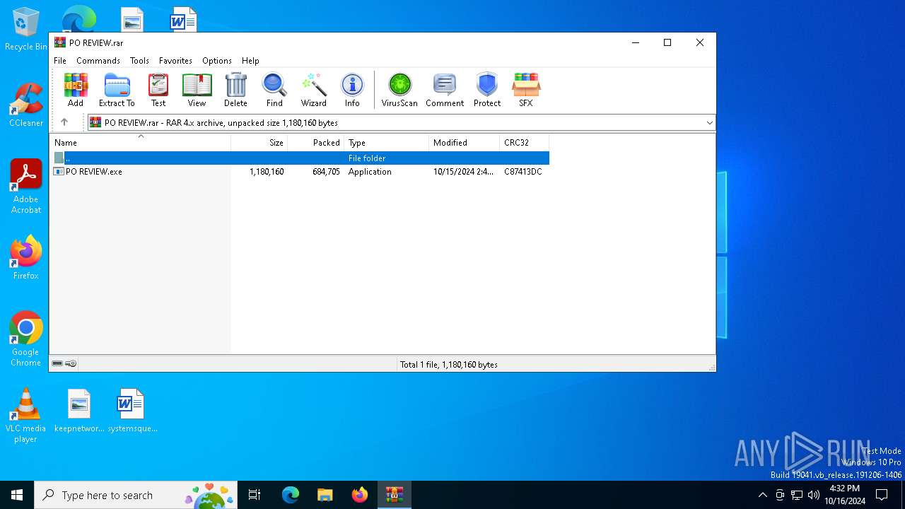 Malware analysis PO REVIEW.rar Malicious activity | ANY.RUN - Malware ...