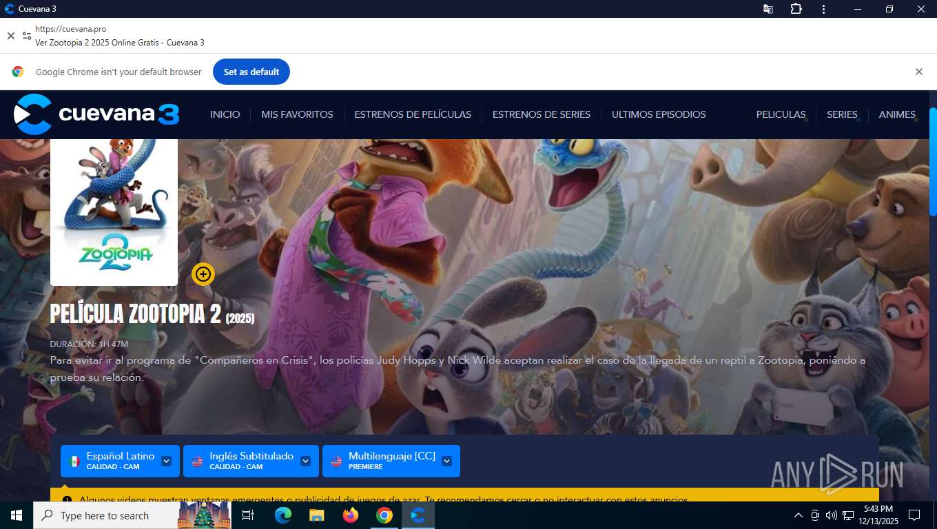 Malware analysis https://w3nv.cuevana.pro/ Malicious activity | ANY.RUN ...
