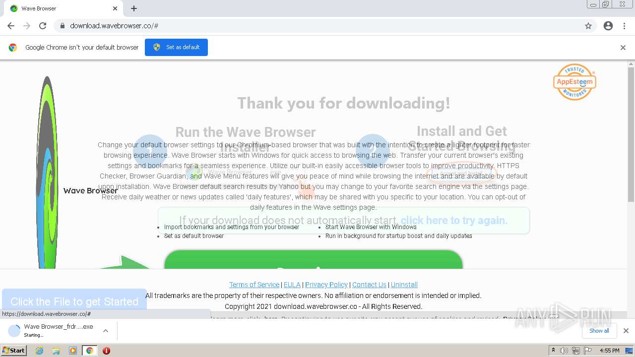 Malware analysis https://download.wavebrowser.co Malicious activity ...