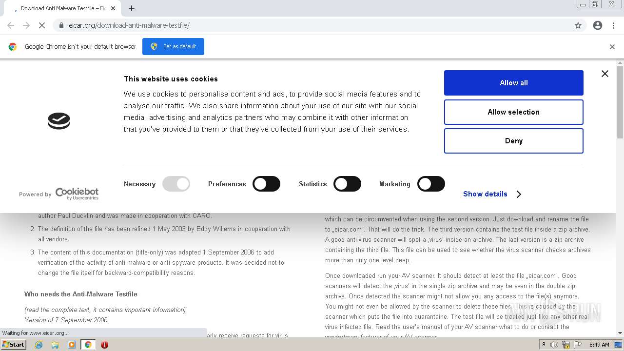 Malware analysis https://www.eicar.org/?page_id=3950 Malicious activity ...