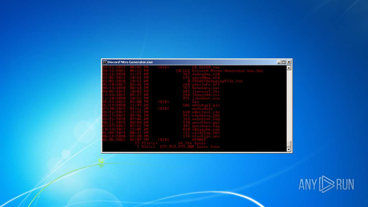 Malware Analysis Discord Nitro Generator.exe.bat Malicious Activity 