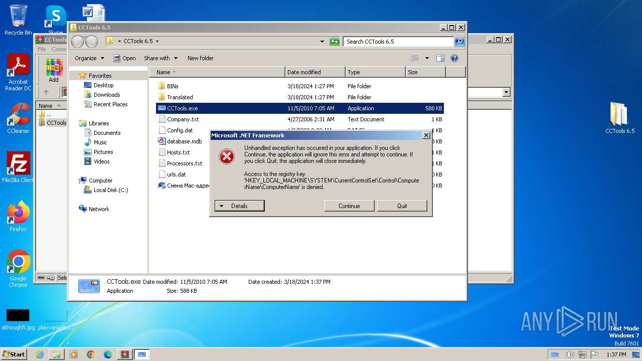 Malware analysis CCTools 6.5.rar Malicious activity | ANY.RUN - Malware Sandbox Online