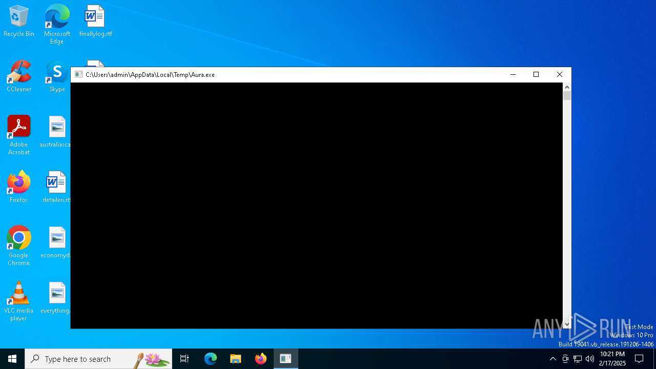 Analysis Aura.exe (MD5: D5D70FA417FFCECBA69808E48A7362C7) Malicious ...