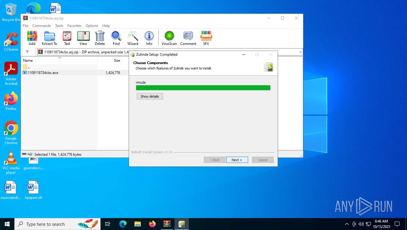 Analysis 1109118734xlsx.arj (MD5: D9BE5D596EEA30AB1567C13D84770C61) Malicious activity ...