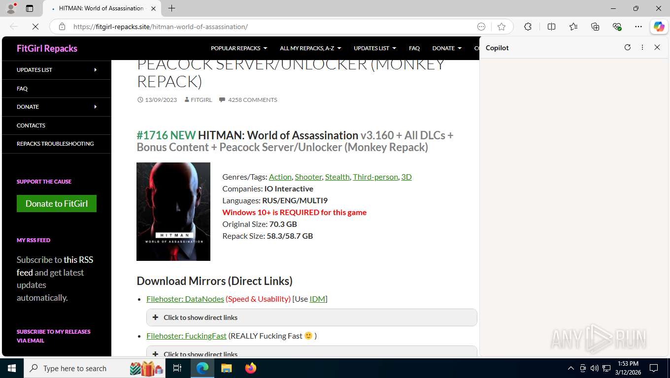 Malware analysis https://fitgirl-repacks.site/hitman-world-of ...