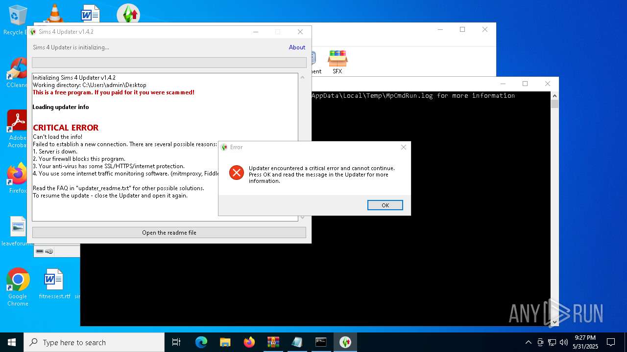 Malware analysis sims-4-updater-v1.4.2.zip Malicious activity | ANY.RUN - Malware Sandbox Online