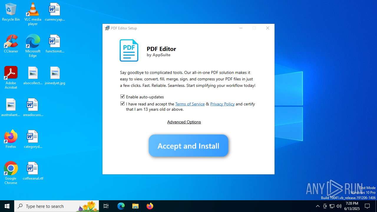 Malware analysis AppSuite-PDF.msi Malicious activity | ANY.RUN - Malware Sandbox Online