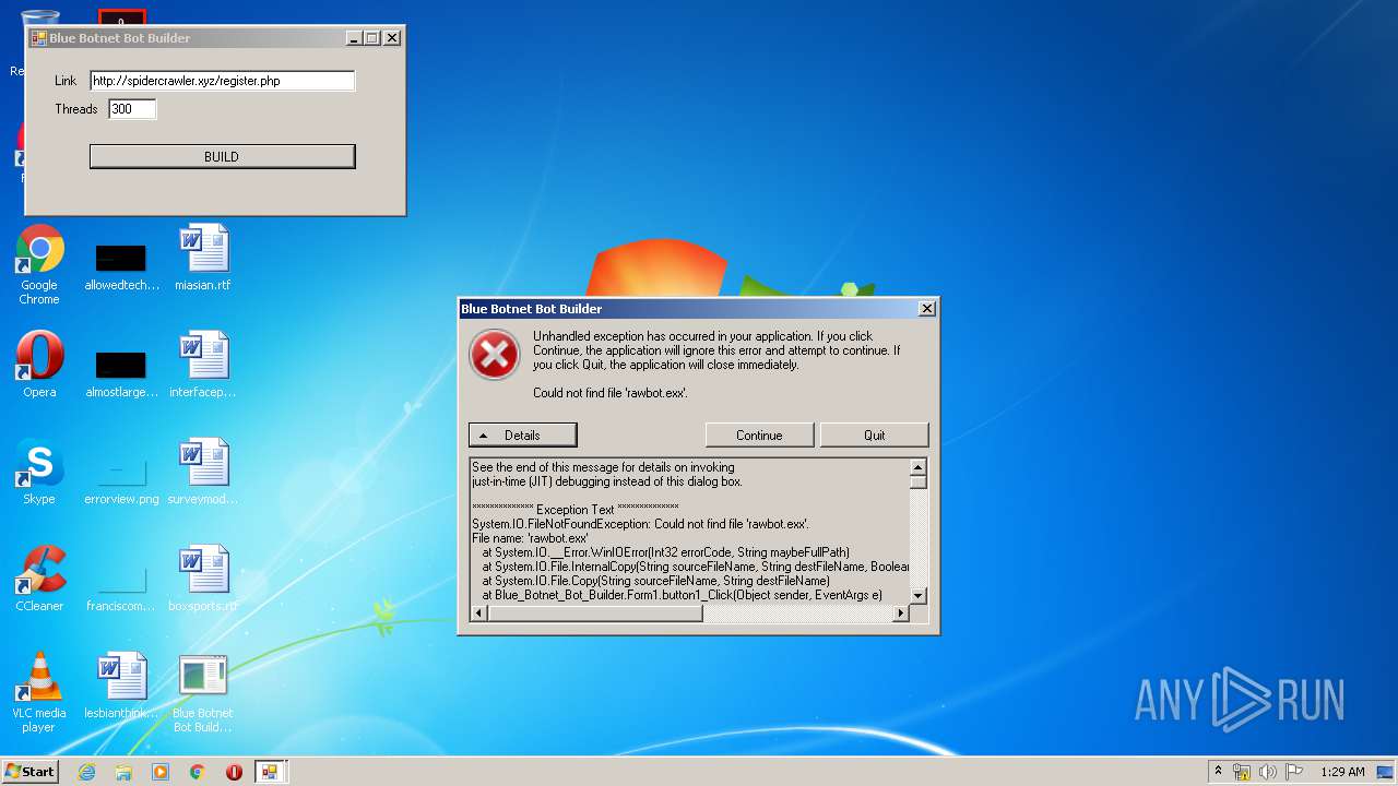 Analysis Blue Botnet Bot Builder.exe (MD5 ...