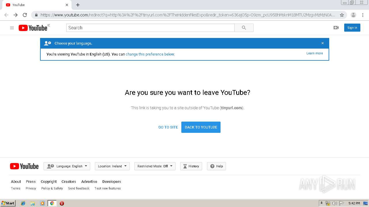 Malware analysis https://www.youtube.com/redirect?q=http%3A%2F%2Ftinyurl.com ...