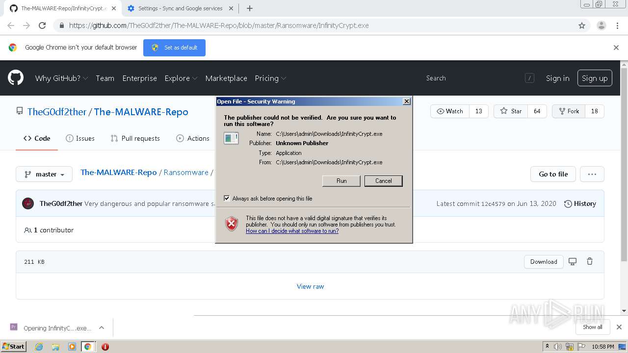 Malware analysis https://github.com/TheG0df2ther/The-MALWARE-Repo/blob/master/Ransomware ...