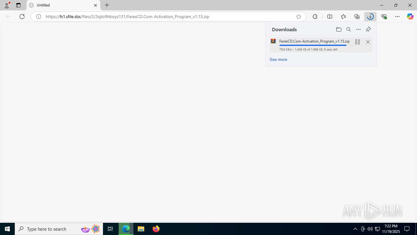 Malware analysis https://fs1.sfile.sbs/files/2/3xjto9hboyz131/FaresCD ...
