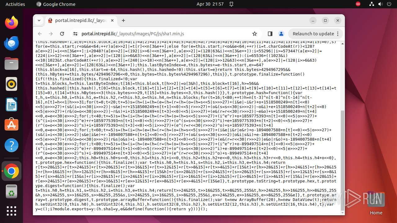 Malware analysis https://portal.intrepid.llc/_layouts/images/PG/js/sha1.min.js Malicious ...