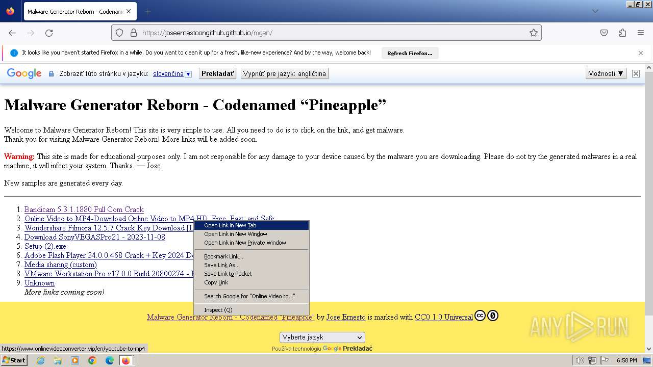Malware analysis https://web.archive.org/web/20230702234824fw_/https://mgen.fast-dl.cc/malware ...