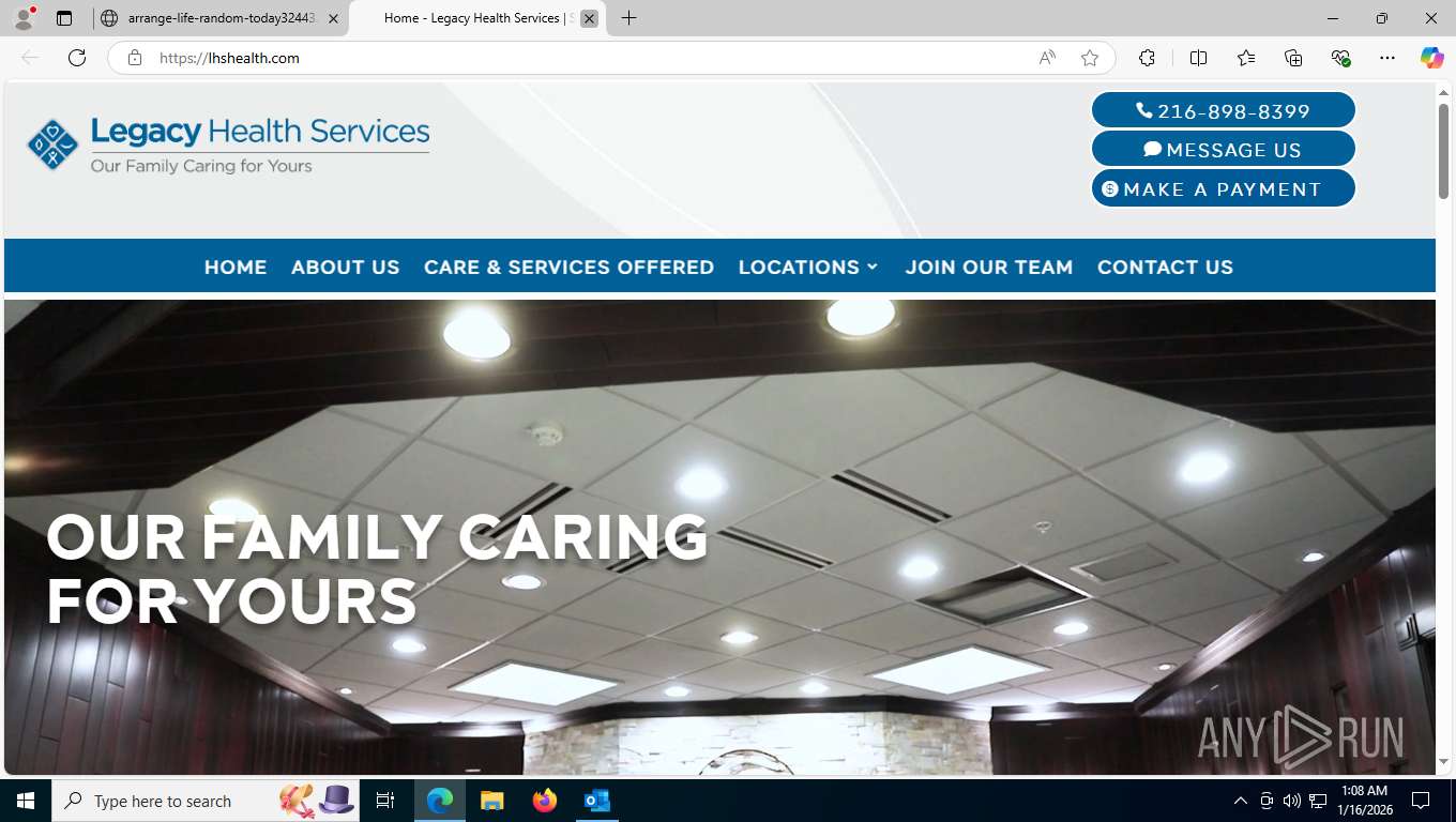 Malware analysis Legacy Health Services.msg Suspicious activity | ANY ...