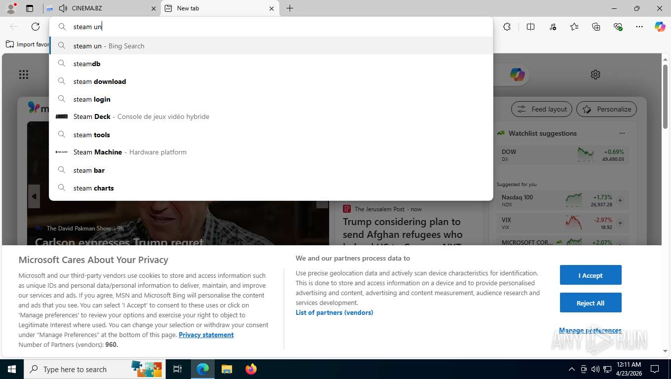 Malware analysis https://cinema.bz/ Malicious activity | ANY.RUN ...