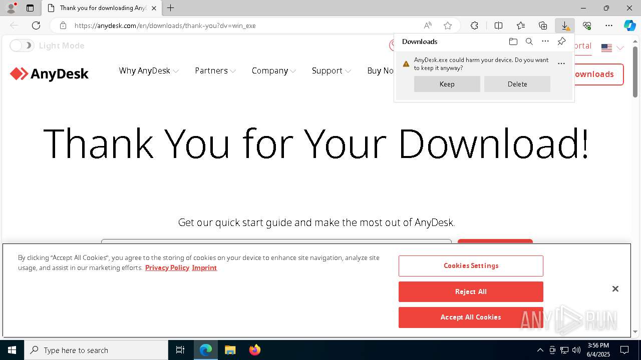 Analysis https://anydesk.com/en/downloads/thank-you?dv=win_exe ...