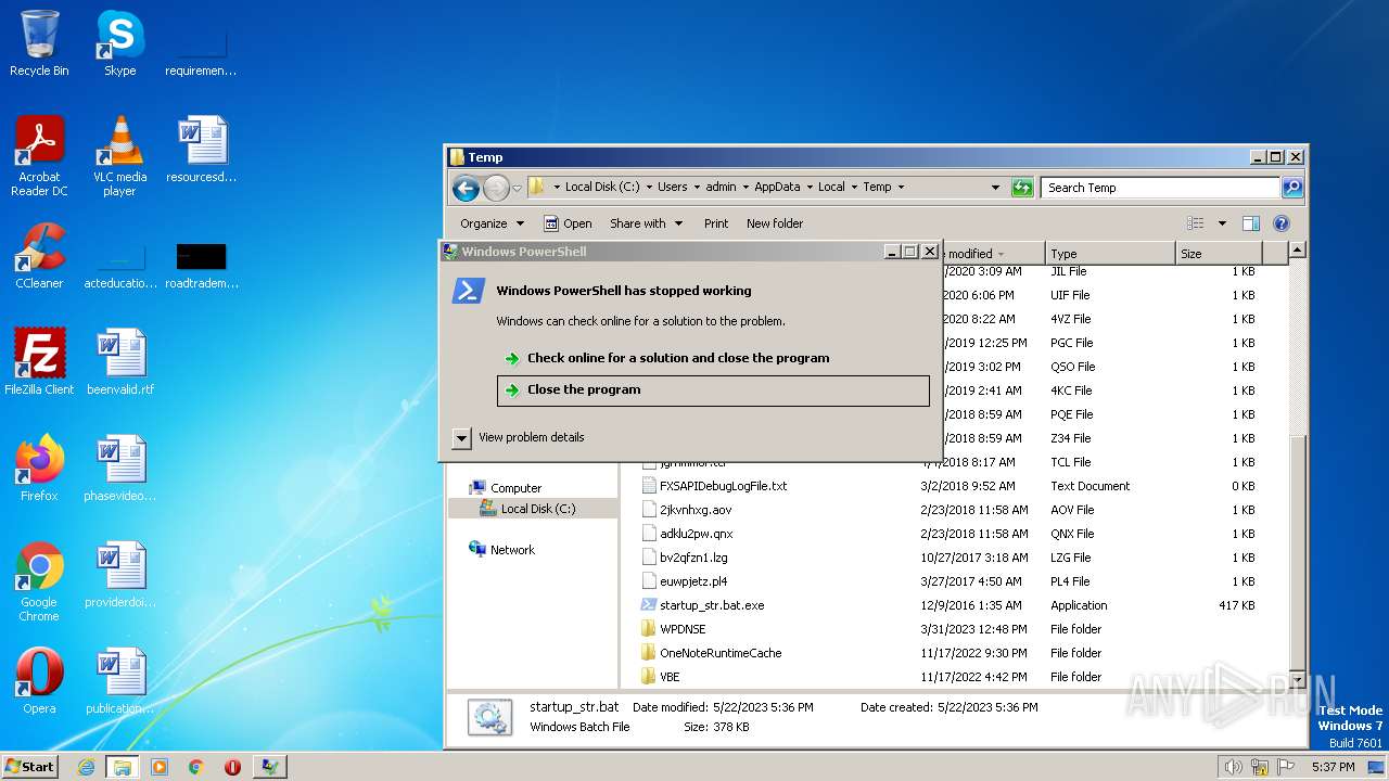 Malware analysis startup_str.bat Malicious activity | ANY.RUN - Malware ...