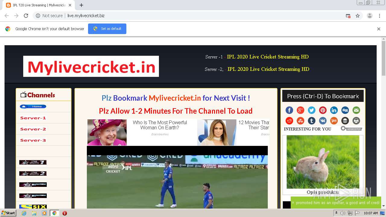 Malware analysis http live.mylivecricket.biz Malicious activity ANY.RUN Malware Sandbox Online